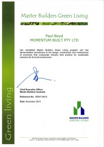 Master Builders Green Living Program | Momentum Built